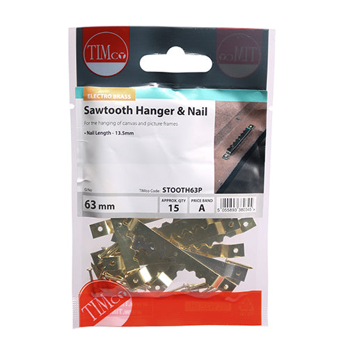 TIMCO Sawtooth Hangers and Nails Electro Brass - 63mm – EveryTool UK